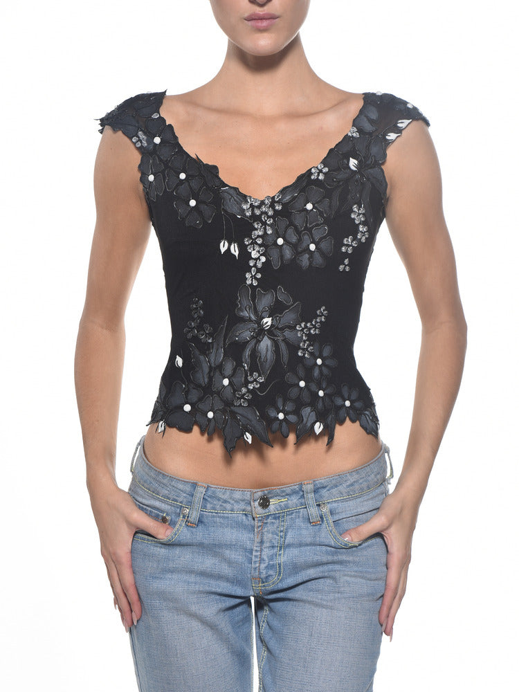 T1220W V-Front Extended Sleeves Corset Top 022 – Ema Savahl Couture